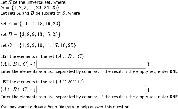 Solved S={1,2,3,…,23,24,25} Let sets A and B be subsets of | Chegg.com
