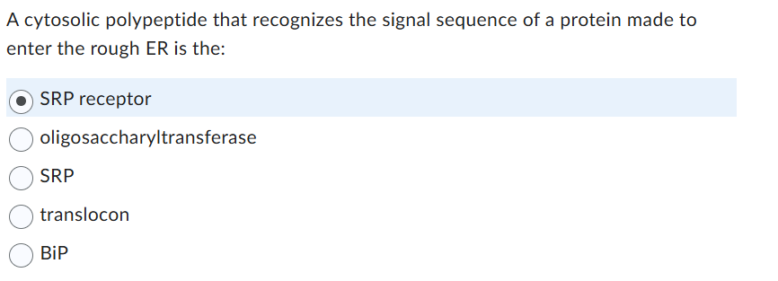 Solved A cytosolic polypeptide that recognizes the signal | Chegg.com