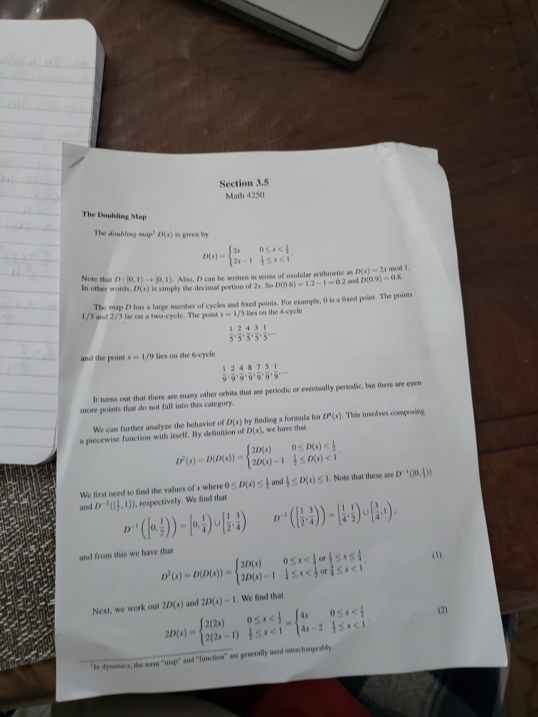 Solved Section 3.5 Math 4250 The Doubling Map The doubling | Chegg.com