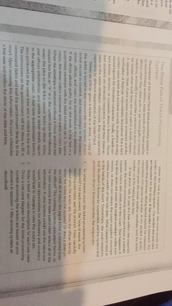 Study: The State Patrol Ticket Processing | Chegg.com