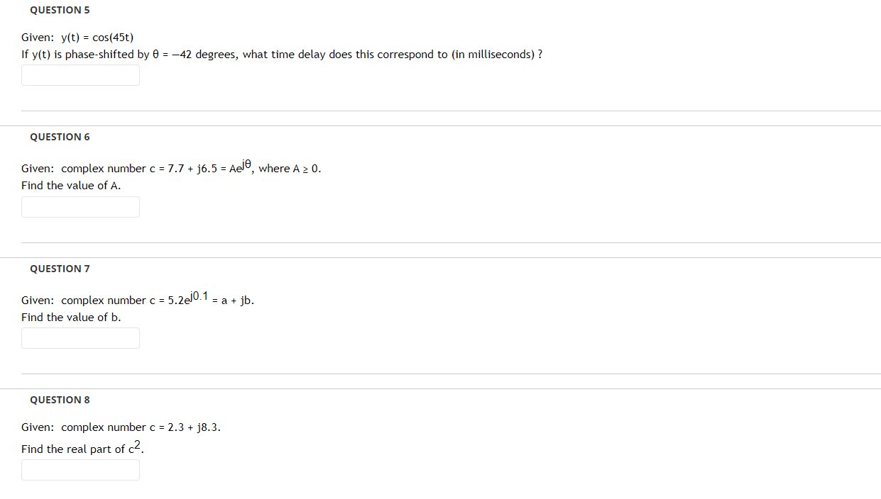 Solved Given: y(t)=cos(45t) If y(t) is phase-shifted by | Chegg.com