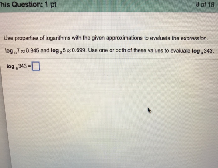 Solved Use properties of logarithms with the given | Chegg.com