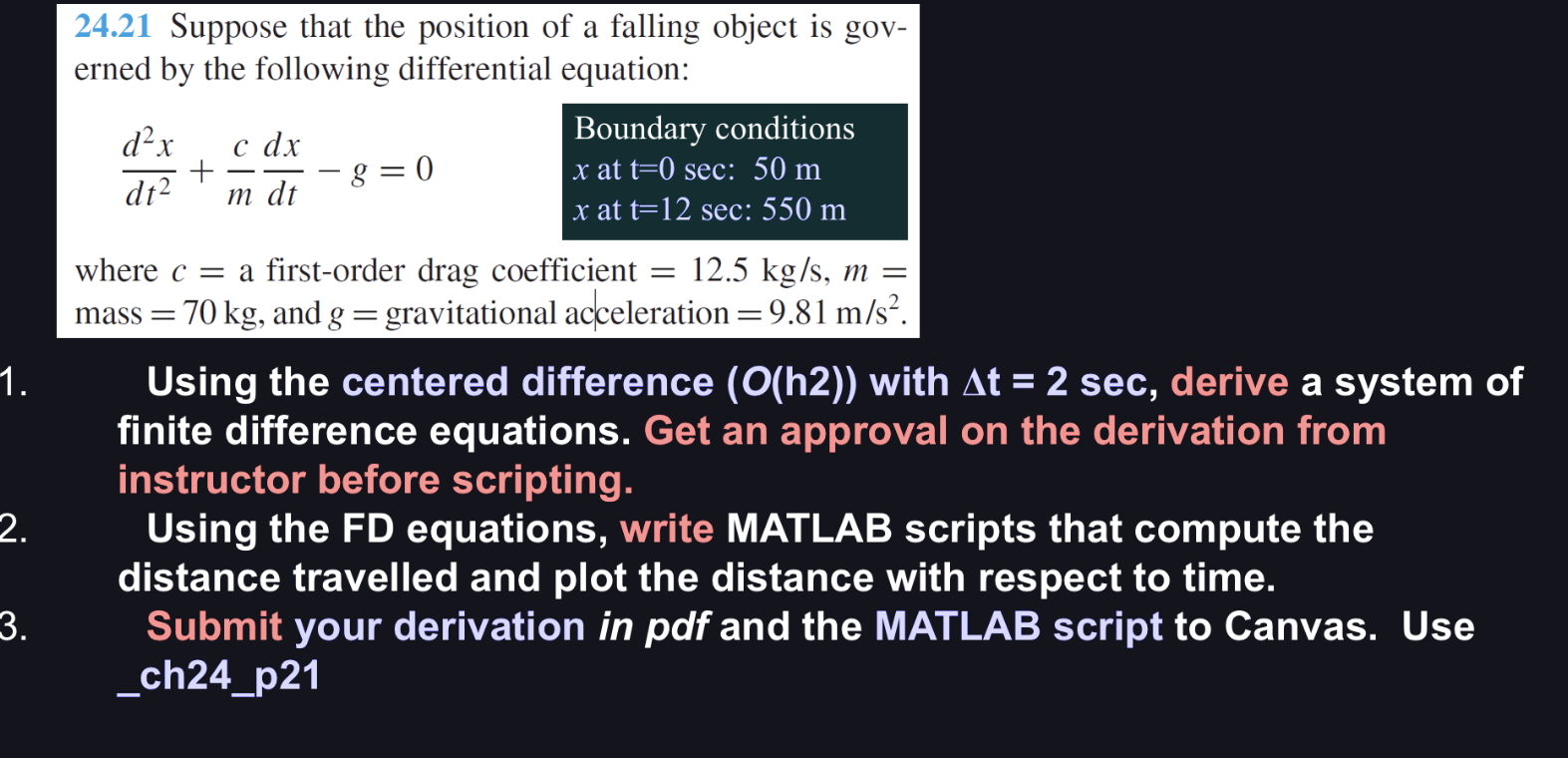 Solved 24.21 Suppose that the position of a falling object | Chegg.com