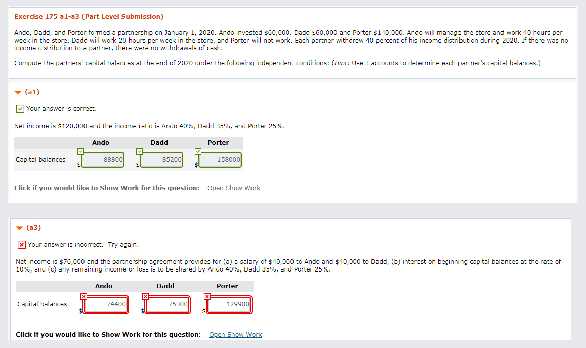 Solved Exercise 175 al-a3 (Part Level Submission) Ando, | Chegg.com