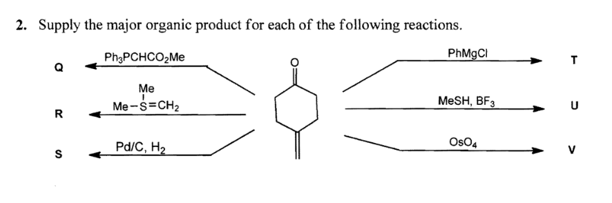 Solved 2. Supply the major organic product for each of the | Chegg.com