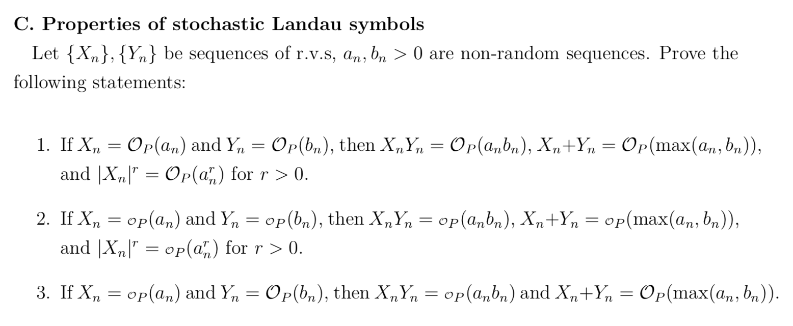 C. Properties of stochastic Landau symbols Let | Chegg.com