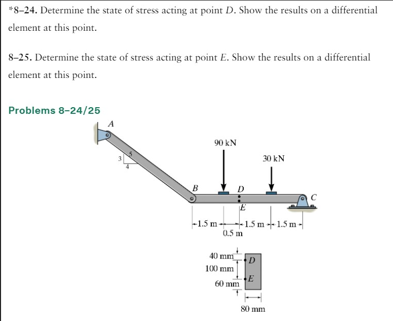 Solved ∗8−24. Determine the state of stress acting at point | Chegg.com