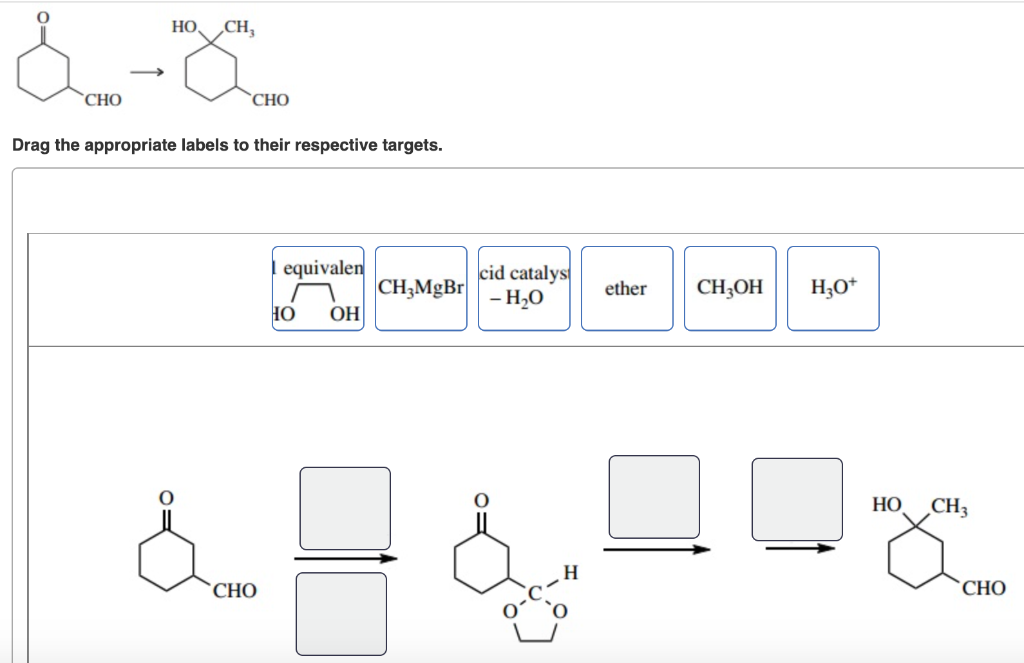 Solved 0 НО, CH CHO CHO Drag the appropriate labels to their | Chegg.com