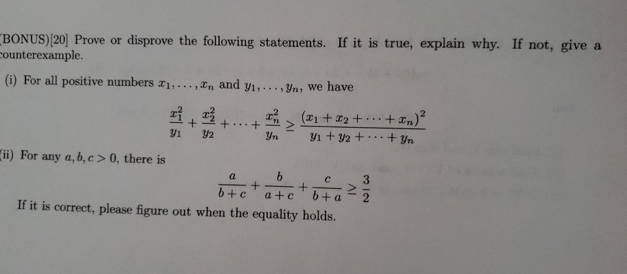 Solved BONUS) 20 Prove or disprove the following statements. | Chegg.com