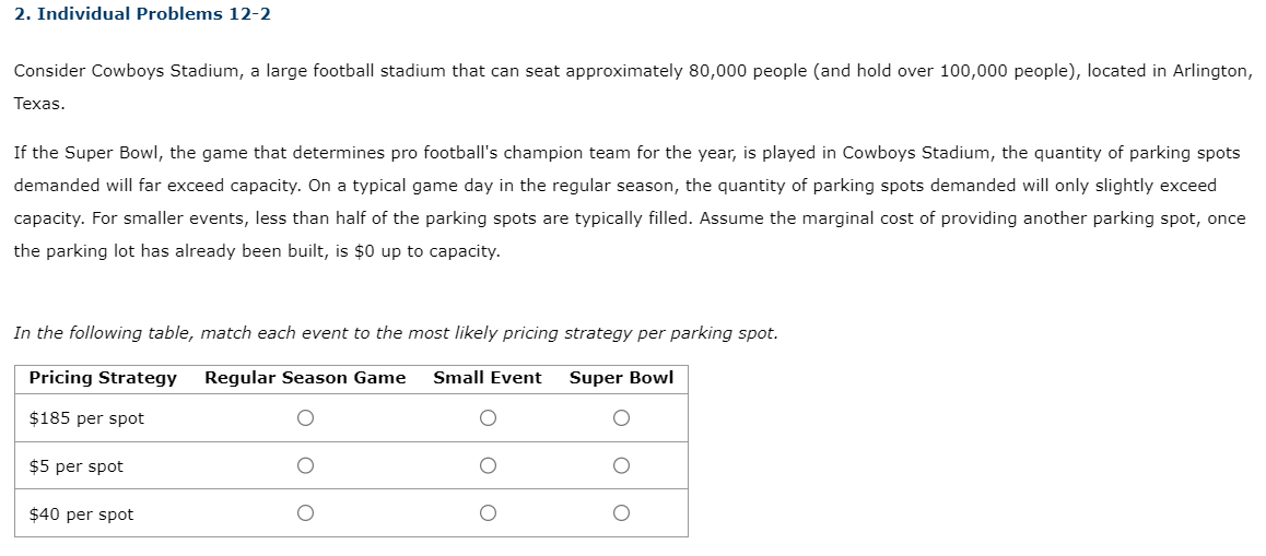 Solved 1. Individual Pr Suppose the elas nd for your parking | Chegg.com