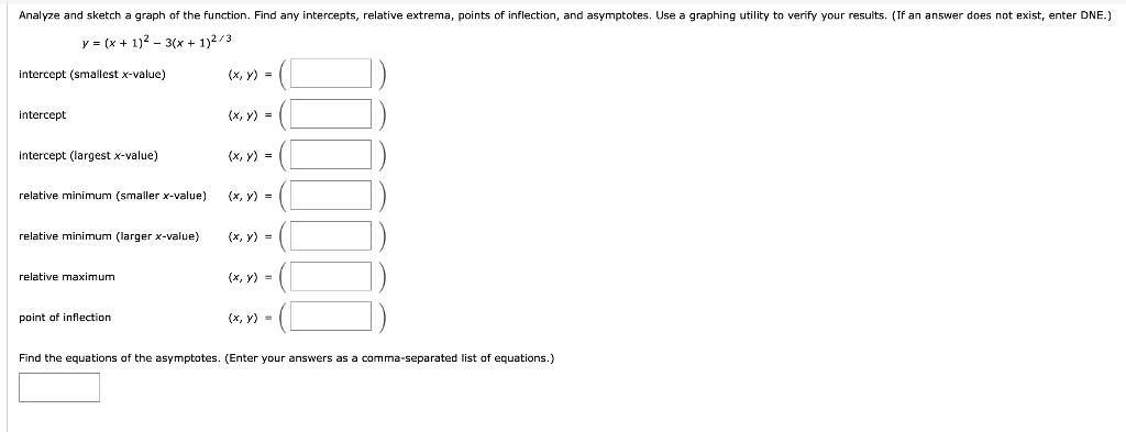 Solved y=(x+1)2−3(x+1)2/3 intercept (smallest x-value) | Chegg.com