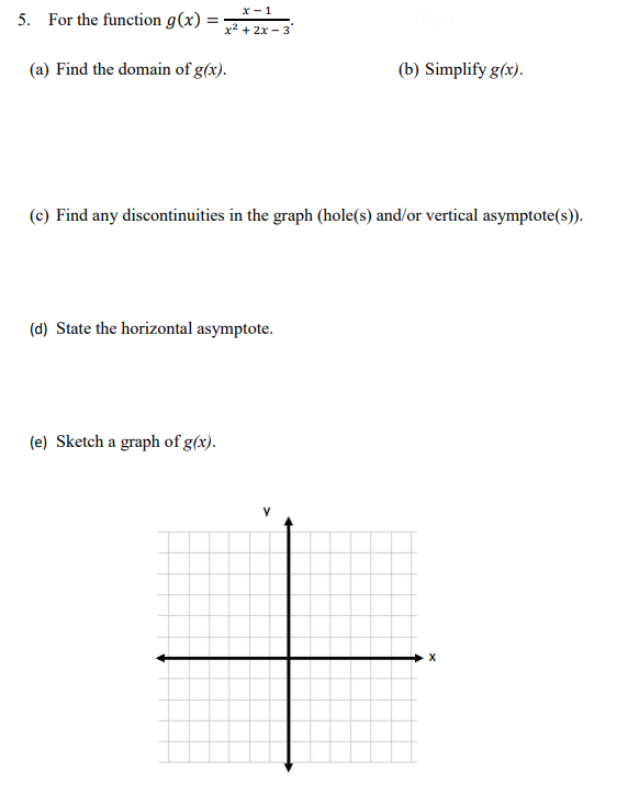 Solved For the function g(x)=x-1x2+2x-3.(a) ﻿Find the domain | Chegg.com