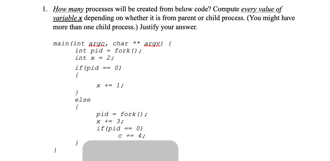 Solved 1. How many processes will be created from below | Chegg.com