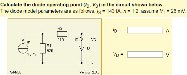 Solved Calculate the diode operating point (Up, Vo) in the | Chegg.com