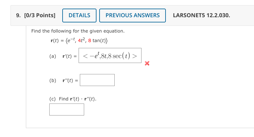 Solved 9. [0/3 Points] DETAILS PREVIOUS ANSWERS LARSONET5 | Chegg.com