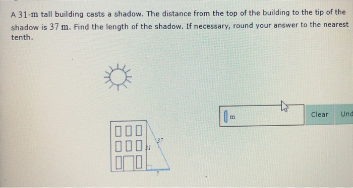 Solved A 31-m tall building casts a shadow. The distance | Chegg.com