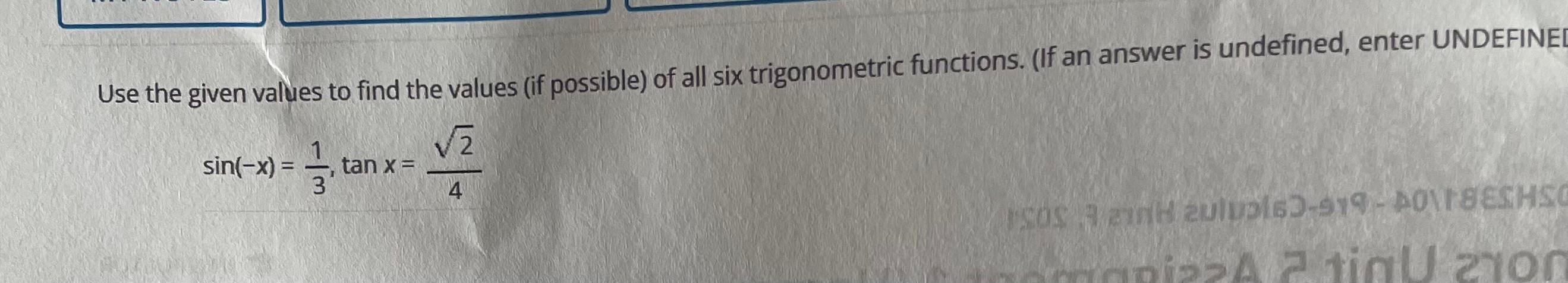 Solved #5) Use the given values to find the values of all | Chegg.com
