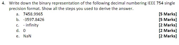 Solved 4. Write down the binary representation of the | Chegg.com
