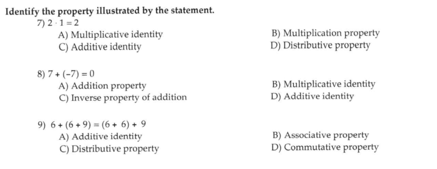 Solved Identify the property illustrated by the statement. | Chegg.com