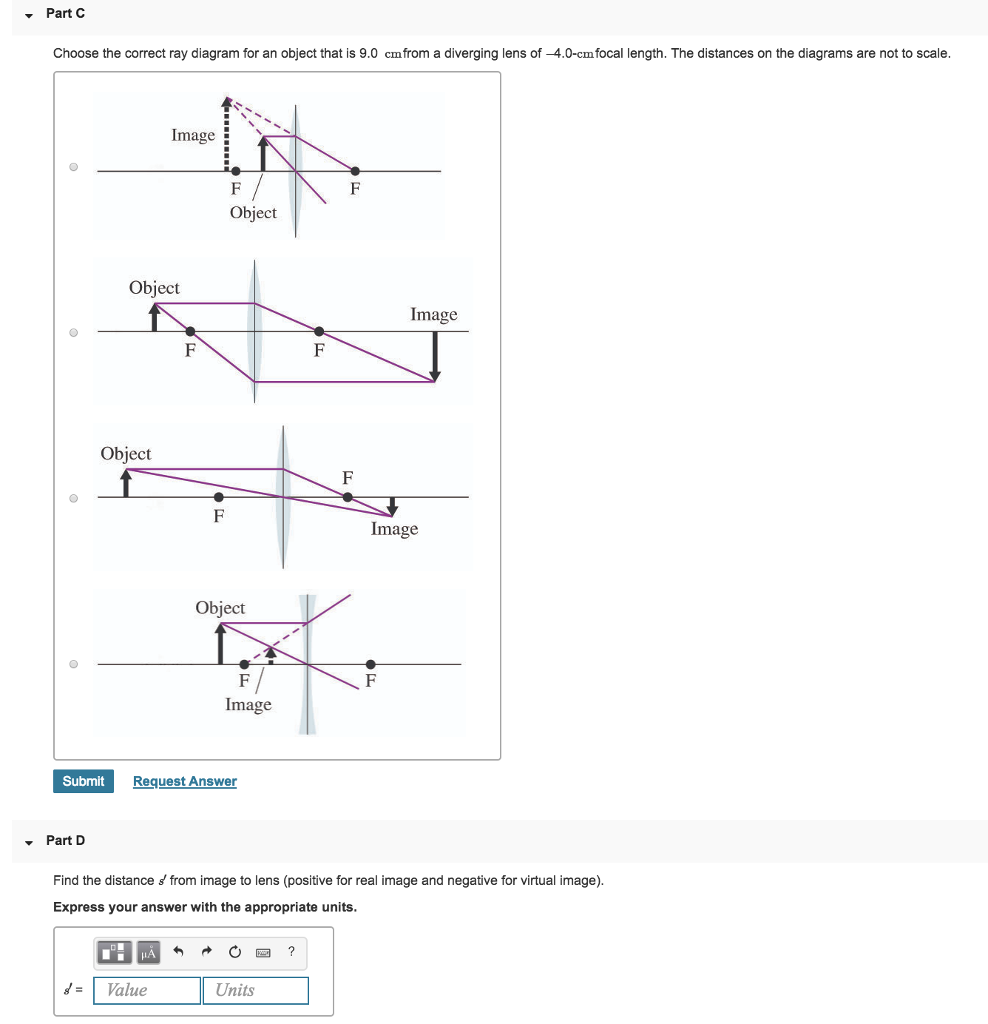 Solved Part A Choose the correct ray diagram for an object | Chegg.com