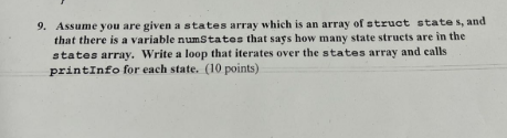 Solved 9. Assume you are given a states array which is an | Chegg.com