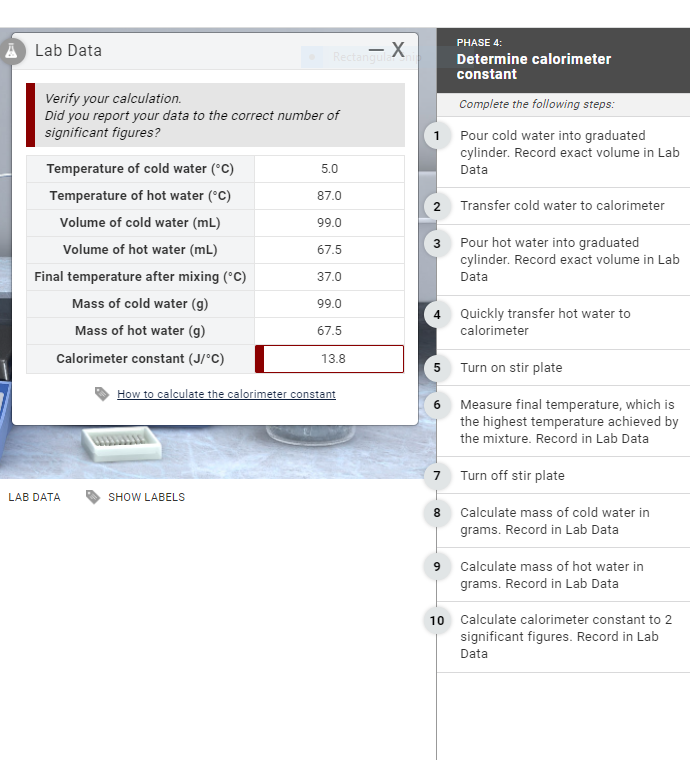 Solved Need help calculating the calorimeter constant with | Chegg.com