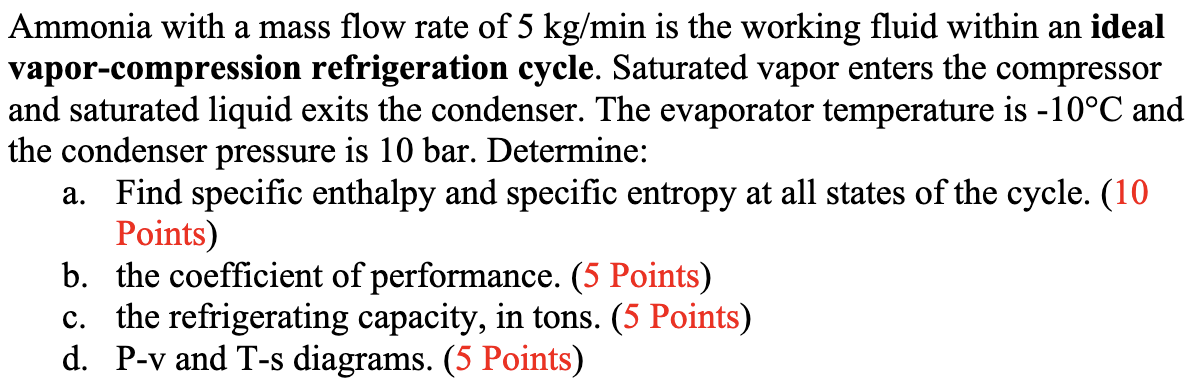 Solved ideal vapor compression refrigeration cycle | Chegg.com