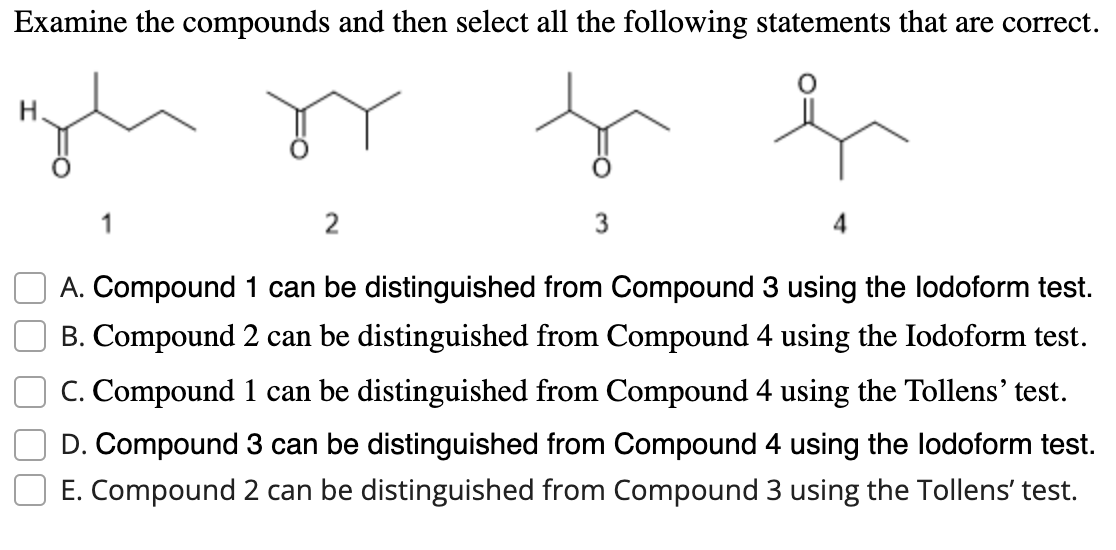 Solved Examine the compounds and then select all the | Chegg.com