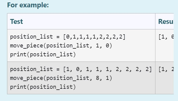 Solved Complete the function move_piece (pos_list, | Chegg.com