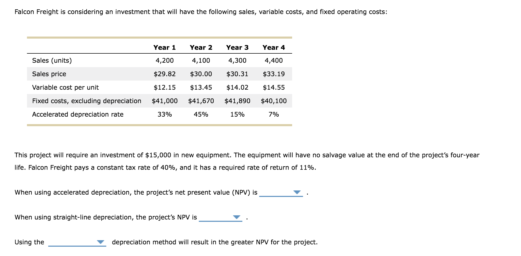 Solved Falcon Freight is considering an investment that will | Chegg.com