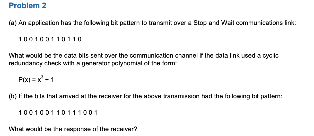 Solved Problem 2 (a) An application has the following bit | Chegg.com