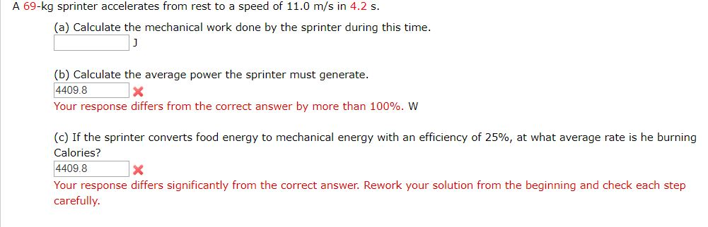 Solved A 69-kg sprinter accelerates from rest to a speed of | Chegg.com