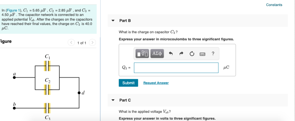 Solved Constants In (Figure 1), C1 = 5.65 pF, C2 = 2.85 pF, | Chegg.com
