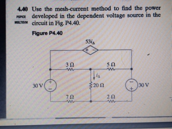 Solved 440 Use the mesh-current method to find the power | Chegg.com