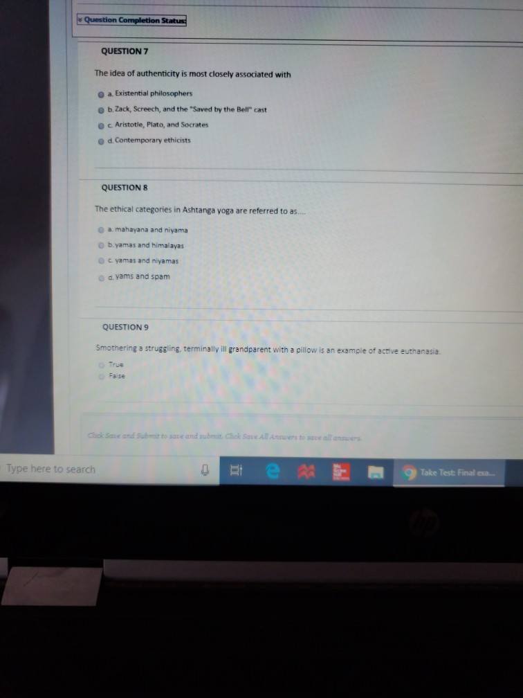 Question Completion Status QUESTION 7 The idea of | Chegg.com