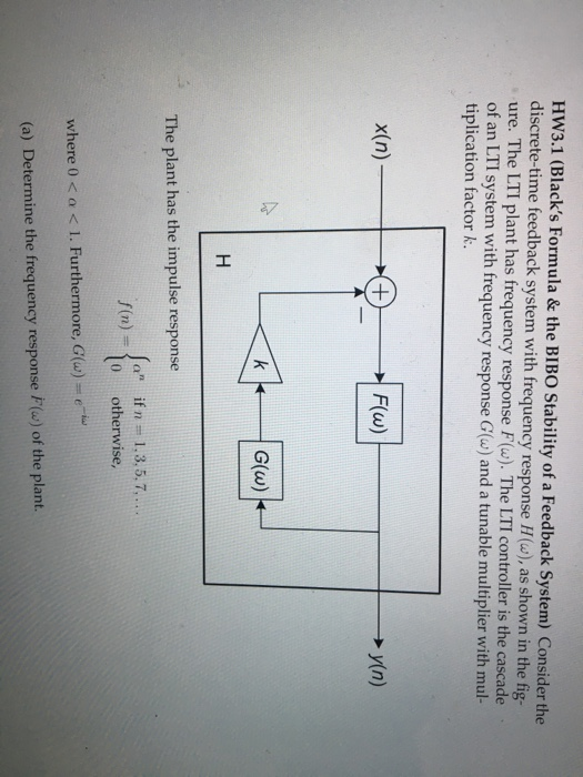 Solved HW3.1 (Black's Formula & the BIBO Stability of a | Chegg.com