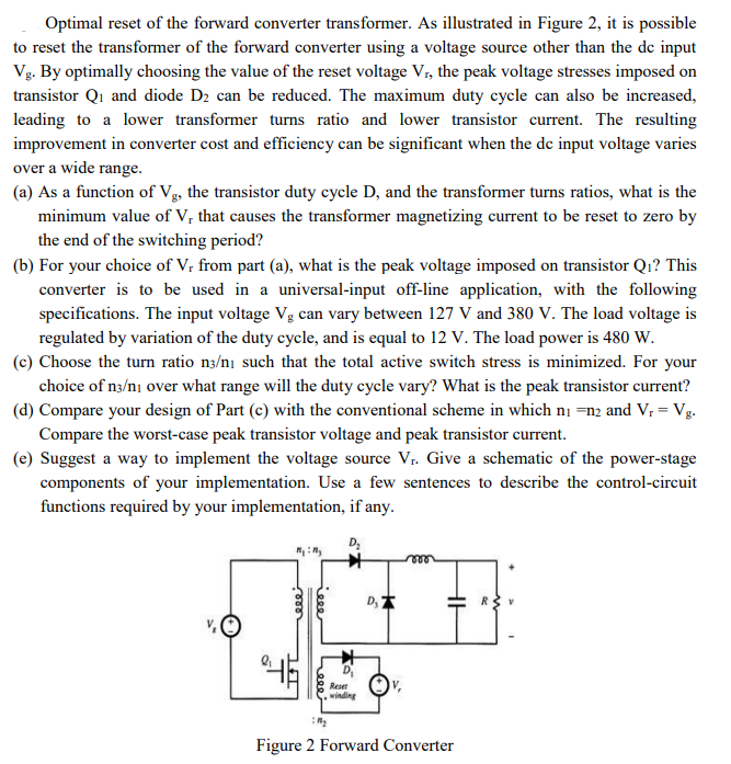 Solved Optimal reset of the forward converter transformer. | Chegg.com