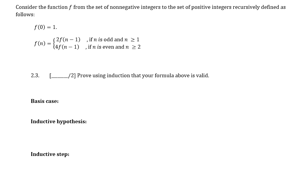Solved Consider the function f from the set of nonnegative | Chegg.com