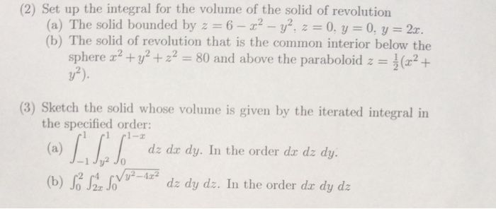 Solved Set up the integral for the volume of the solid of | Chegg.com