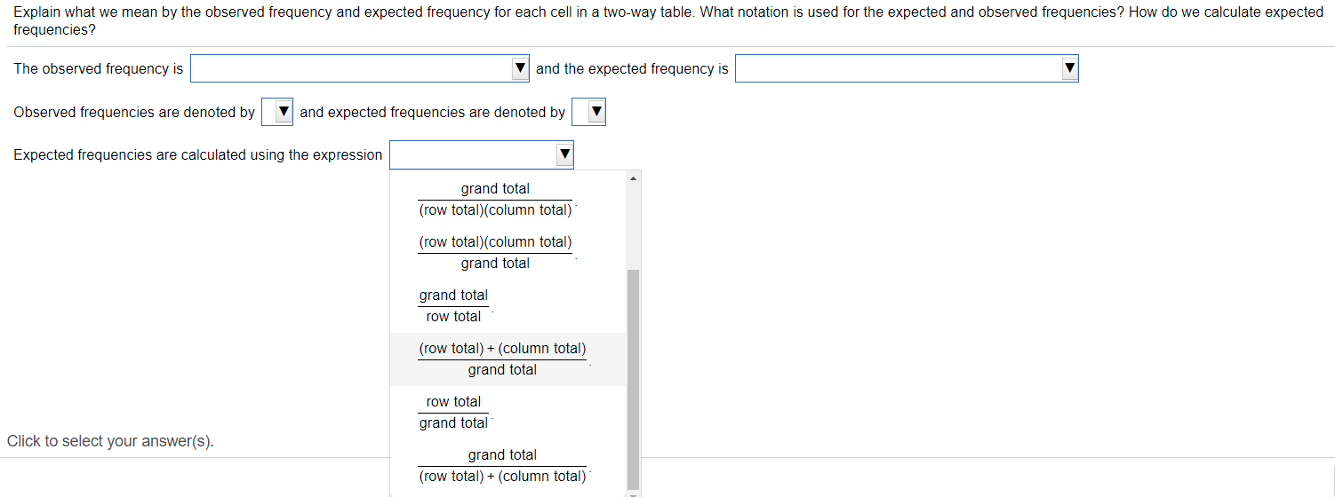Solved Explain what we mean by the observed frequency and | Chegg.com
