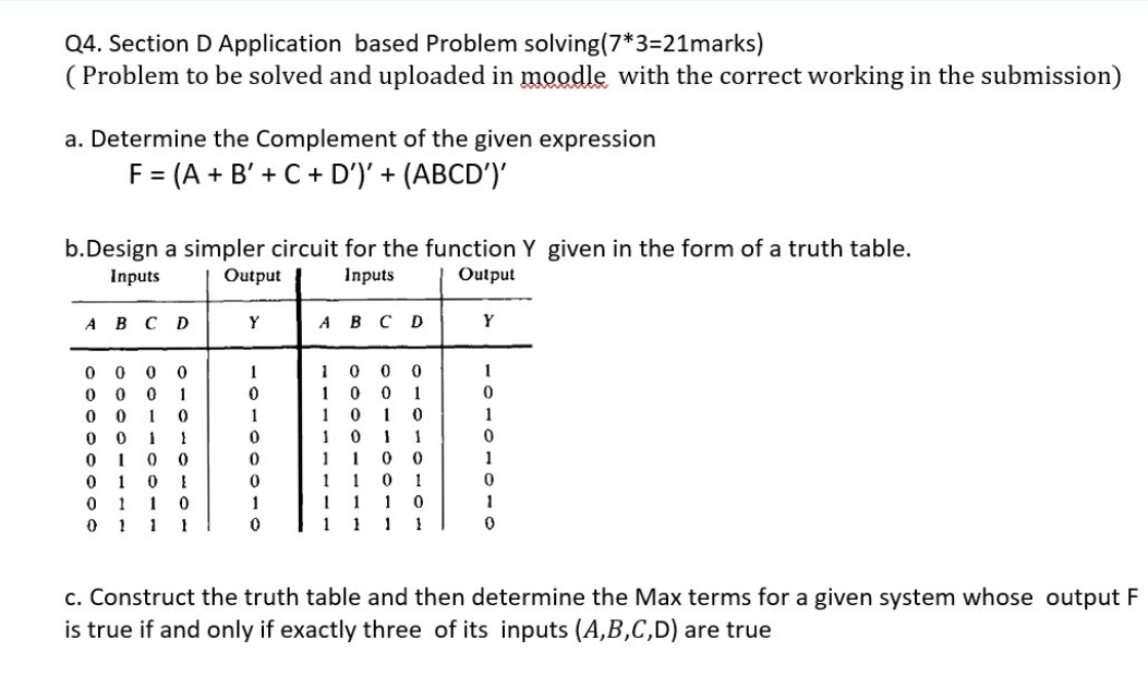 Solved Q4. Section D Application based Problem | Chegg.com