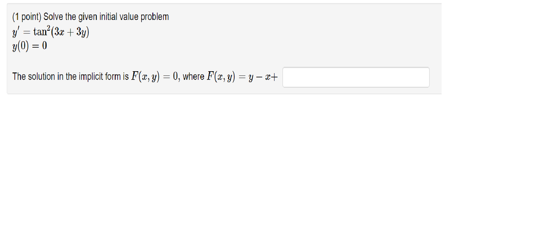 Solved (1 point) Solve the given initial value problem | Chegg.com
