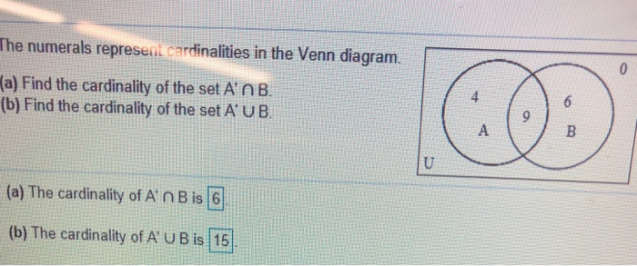 Solved Use the numerals representing cardinalities in the | Chegg.com