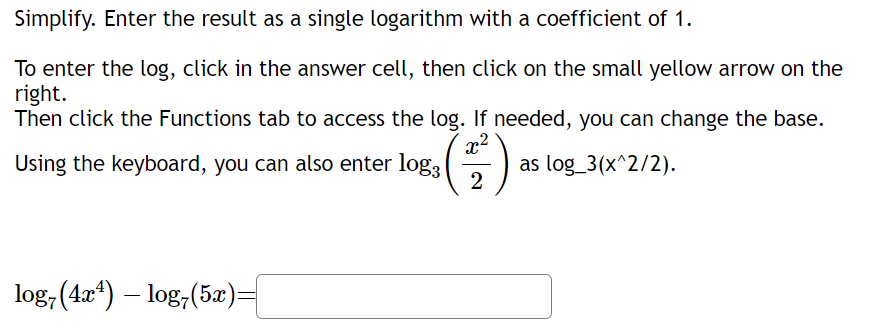 Solved Simplify. Enter the result as a single logarithm with | Chegg.com