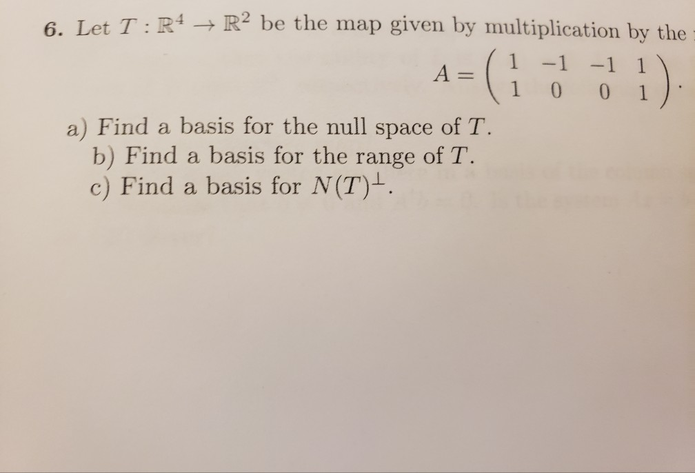 Solved RR2 be the map given by multiplication by the 1 0 0 | Chegg.com
