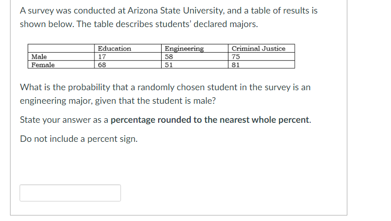 Solved A survey was conducted at Arizona State University, | Chegg.com