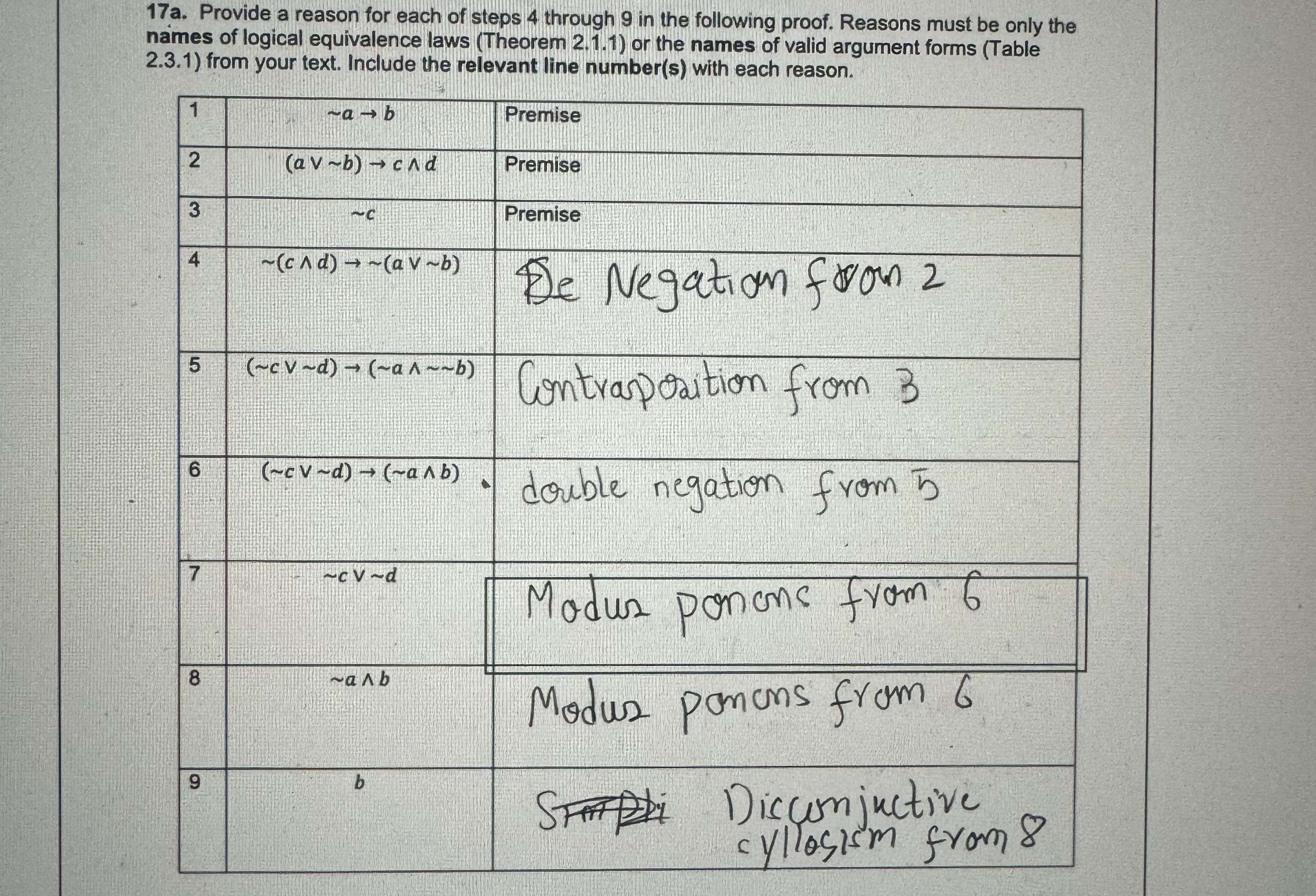 Solved 17a. Provide a reason for each of steps 4 through 9 | Chegg.com
