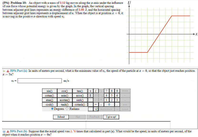 (5\%) Problem 10: An object with a mass of 2.52 kg | Chegg.com