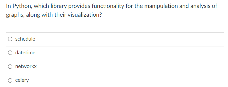 Solved In Python, which library provides functionality for | Chegg.com