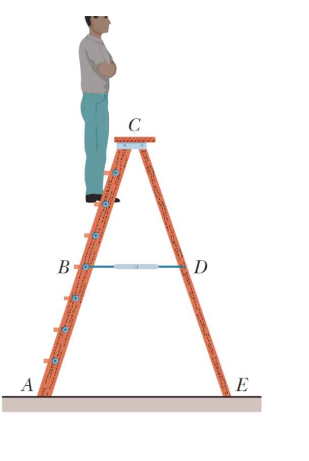 Solved m For the stepladder shown in the figure, sides AC | Chegg.com